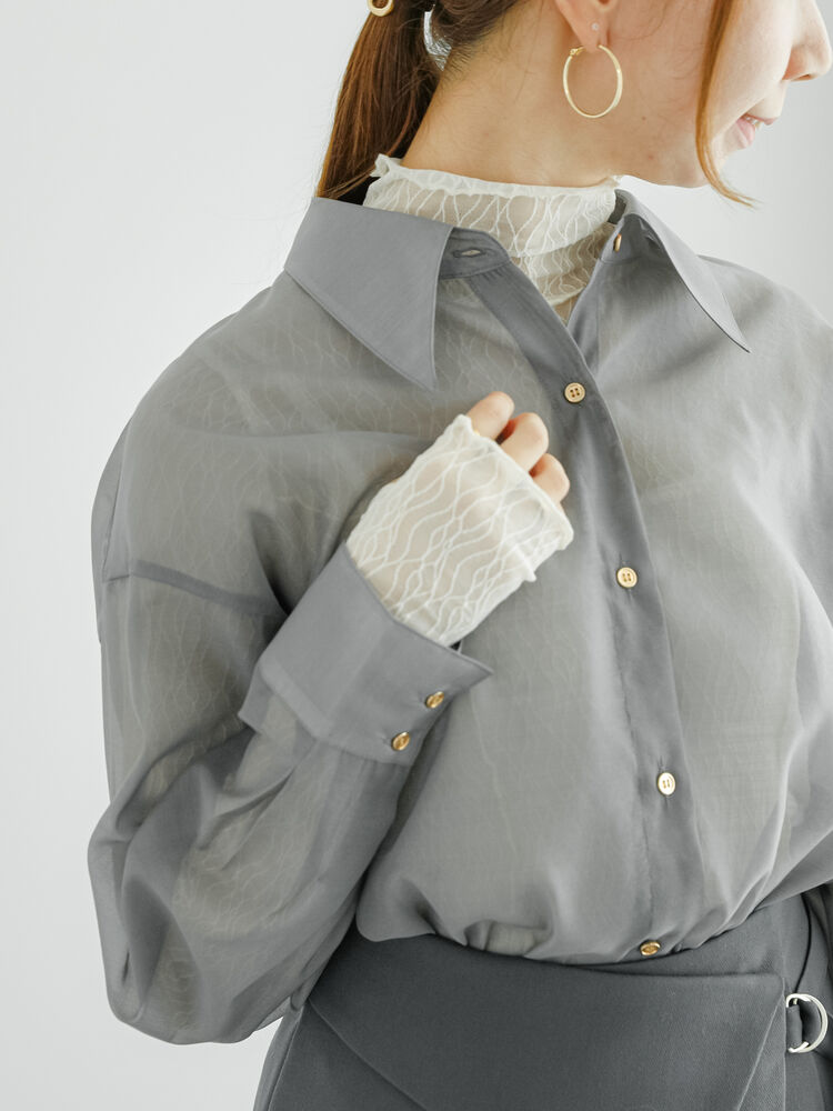 金釦シアーチュニックシャツ（トップス/シャツ・ブラウス）【セール】｜Te chichi（テチチ）のアウトレット（OUTLET） 公式通販