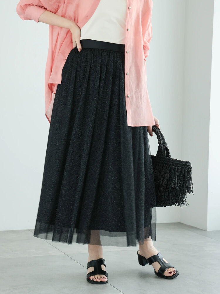 ラメチュールギャザースカート（ブラック/ボトムス/スカート）【セール】｜Te chichi（テチチ）のアウトレット（OUTLET） 公式通販