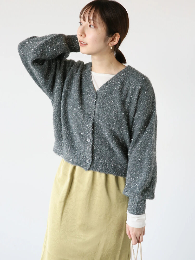 ラメシャギーVネックカーディガン（チャコールグレー/トップス/カーディガン）【セール】｜Te chichi TERRASSE（テチチ テラス ...
