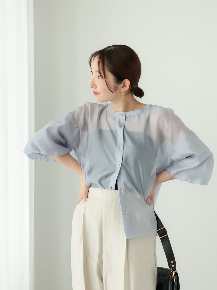 シアーバルーンスリーブブラウス（ブラック/トップス/シャツ・ブラウス）【セール】｜Te chichi TERRASSE（テチチ テラス）の ...