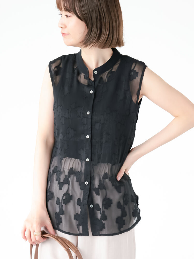 シアージャカードノースリブラウス（トップス/シャツ・ブラウス）【セール】｜Lugnoncure（ルノンキュール）のアウトレット（OUTLET ...