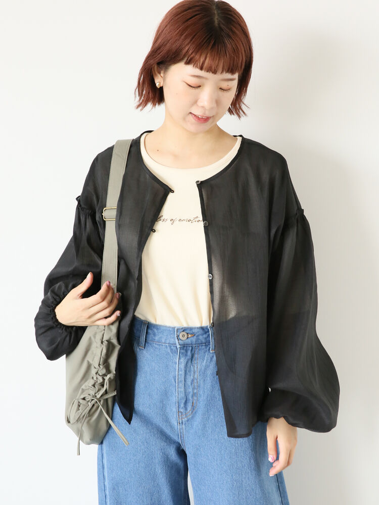 2WAYシアーブラウス（ブラック/トップス/シャツ・ブラウス）【セール】｜ehka sopo（エヘカソポ）のアウトレット（OUTLET） 公式通販
